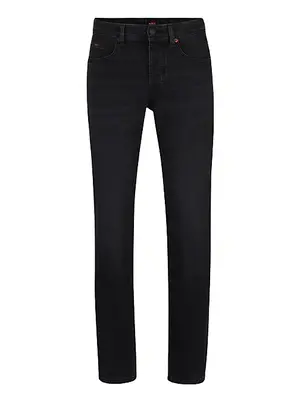BOSS Tapered-fit Straight-leg Stretch-denim Jeans - Black