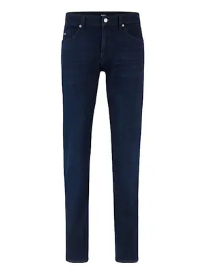 BOSS Leisure Regular-fit Straight-leg Stretch-denim Jeans - Navy