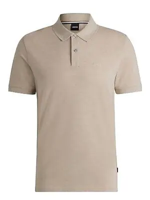 BOSS Logo-embroidered Short-sleeve Cotton Polo Shirt - Open Beige