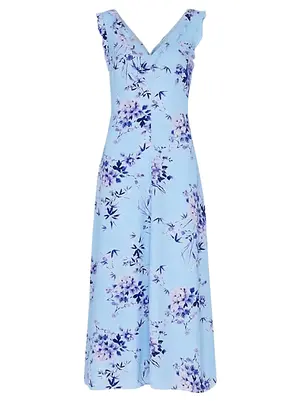 Whistles Blossom-print Ruffle Woven Midi Dress - Multi-coloured