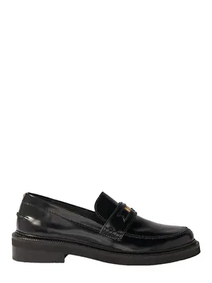 Maje Hardware-embellished Leather Loafers - Noir / Gris
