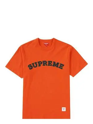 Supreme Plaid Applique Short Sleeve Top Orange