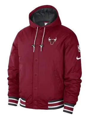 Nike Nba Chicago Bulls Courtside City Edition Full-snap Jacket - Dark Red/white/black