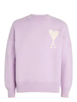 AMI Paris Ami Paris Wool Ami De Coeur Sweater Purple