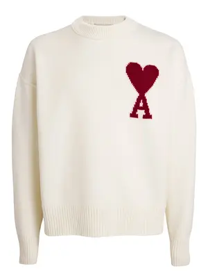 Ami Wool De Coeur Sweater - White