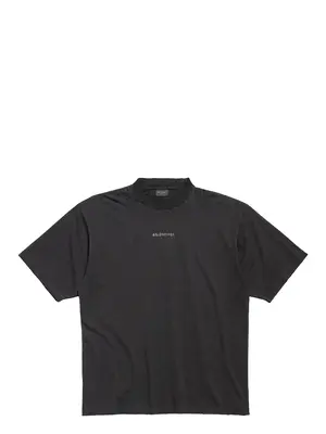 Balenciaga Distressed Rhinestone-logo T-shirt - Black