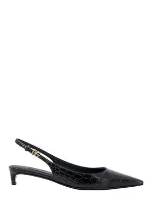 DOLCE & GABBANA Crocodile Print Leather Slingbacks