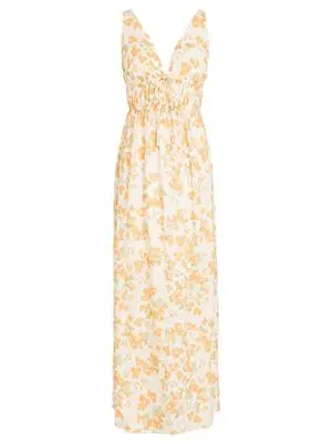 PEONY SWIMWEAR Floral-print Cotton And Ecovero™-blend Maxi Dress - Pastel Orange