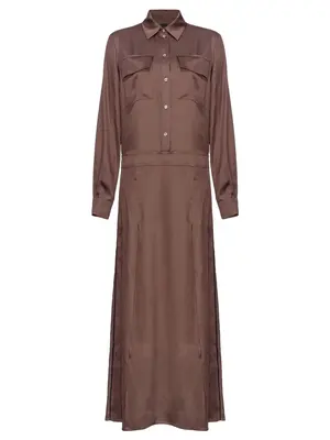 Pinko Long-sleeve Maxi Shirt Dress - Brown