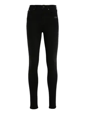 Karl Lagerfeld Crystal-logo Skinny Jeans - Black