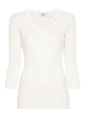 Elisabetta Franchi Ribbed Knit Jumper - White