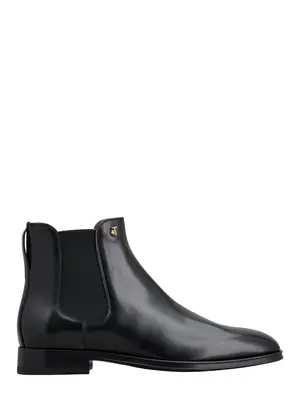 TOD'S Logo-plaque Leather Ankle Boots - Black