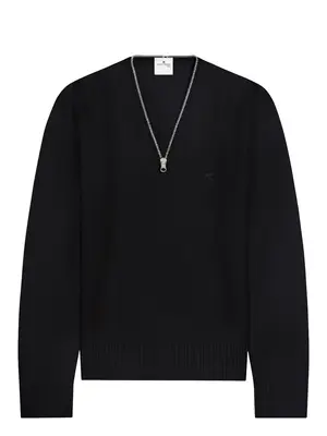 COURREGES Zip-detailing Wool Sweater - Black
