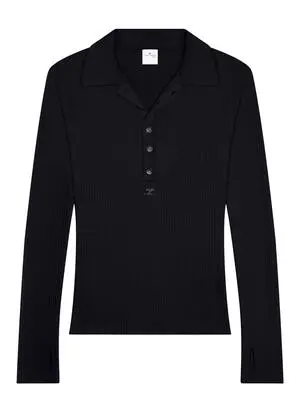 COURREGES Cotton-wool Blend Polo Shirt - Black