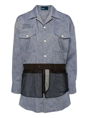Kolor Tulle-embellished Chambray Shirt - Blue