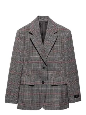 Prada Prince Of Wales Checked Wool Blazer Brown