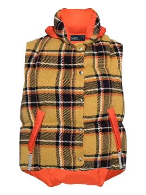 Kolor Checked Puffer Gilet - Orange