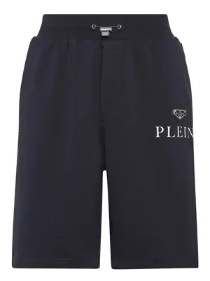 Philipp Plein Logo-plaque Cotton-blend Shorts - Blue
