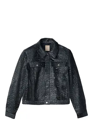 Camper Embossed Leather Jacket - Grey