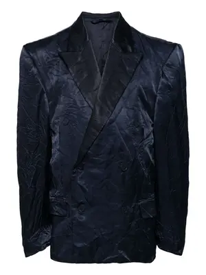 Balenciaga Crinkle-effect Double-breasted Blazer - Blue