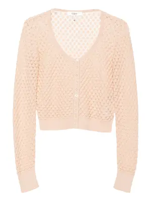 Chloé Cropped Pointelle-knit Cardigan - Neutrals