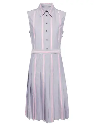 Thom Browne Striped Belted Shirt Dress - Grey
