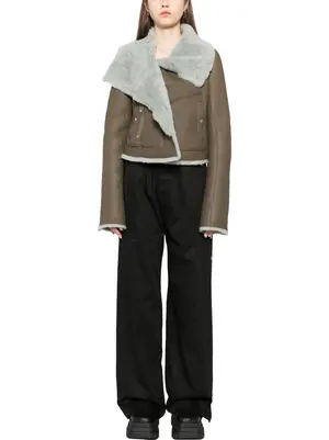 Rick Owens Shearling-lining Biker Jacket - Brown