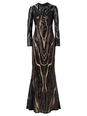 Elie Saab Sequin-embellished Tulle Gown - Black