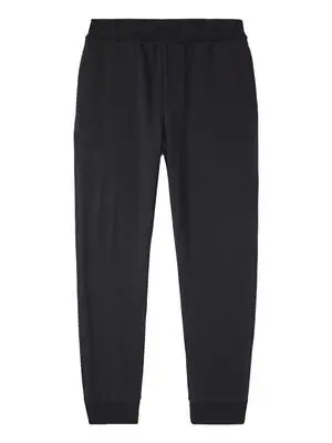 Zegna Tapered Logo-embroidered Cotton-blend Jersey Sweatpants - Black