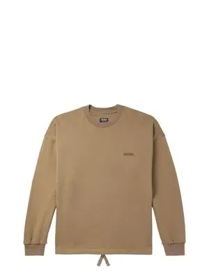 Zegna Logo-embroidered Cotton-blend Jersey Sweatshirt - Brown
