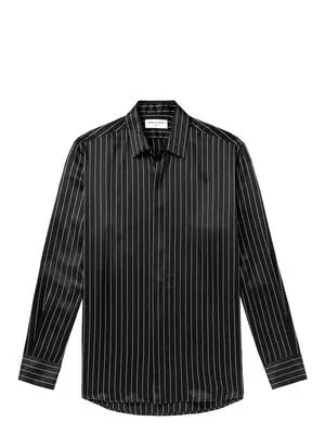 Saint Laurent Pinstriped Silk-satin Shirt - Black