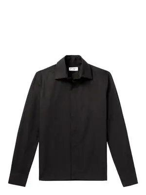 Saint Laurent Logo-embroidered Cotton Shirt - Black