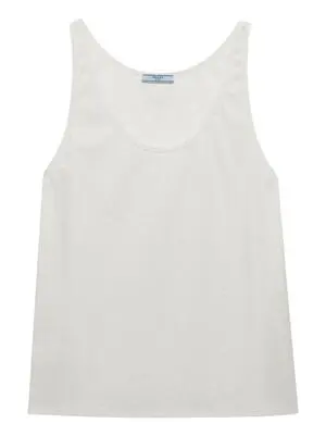 Prada Ribbed Knit Tank Top - Neutrals