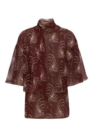 Prada Pussy Bow Georgette Blouse - Red