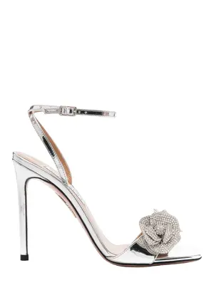 AQUAZZURA Crystal Orchid 105mm Sandals - Silver