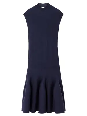 Alaïa Pleated Wool-blend Mini Dress - Blue