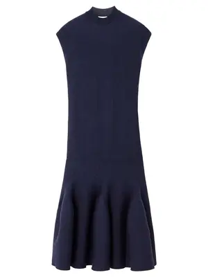 Alaïa Alaïa Pleated Wool-Blend Mini Dress Navy