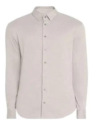 Giorgio Armani Solid Cotton Stretch Sport Shirt - Beige