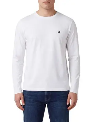 DONDUP Long-sleeved Cotton T-shirt With Crew Neck And Contrast Logo White