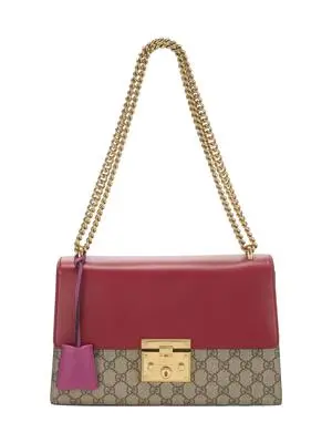 Gucci GG Supreme Canvas Padlock Shoulder Bag Red