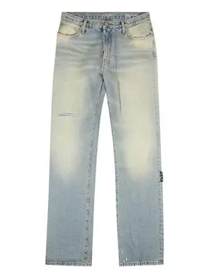 Off-White Distressed Straight Leg Jeans - Blue
