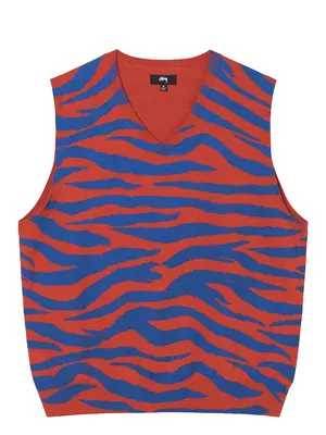 StÜssy Tiger Printed Sweater Vest - Red