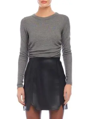 Fifteen Twenty Side Shirred Rib Top - Charcoal
