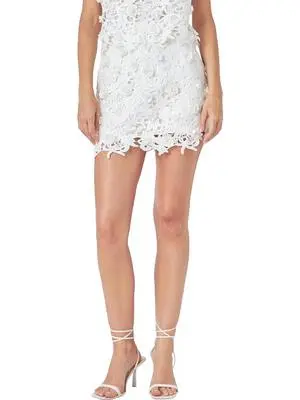 Endless Rose Embellished Mini Skirt - White