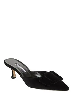 Manolo Blahnik Maysale Buckle Mules - Black