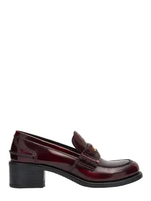 Miu Miu Leather Heeled Penny Loafers - Porpora