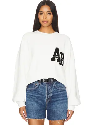 ANINE BING Miles Letterman Sweatshirt - Off White