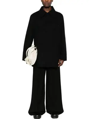 JIL SANDER Double-breasted Fleece Coat - Black
