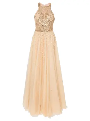 SAIID KOBEISY Beaded Halterneck Gown - Gold