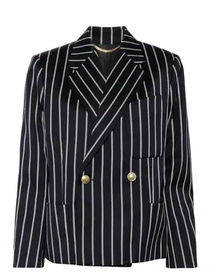 Victoria Beckham Cropped Double-breasted Striped Jacket - Blue
